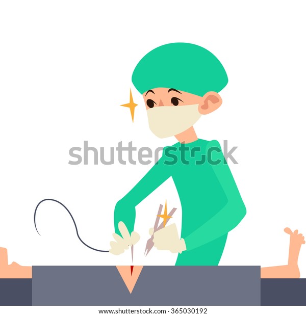 Operation Vector Illustration Surgeon Cartoon Character Stock Vector ...