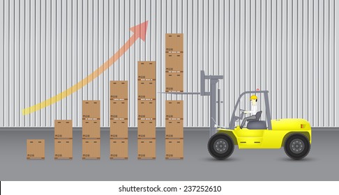 Operator Control Forklift Working Wood Crate Stock Vector (Royalty Free ...