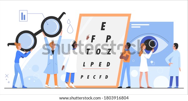 Ophthalmology Vector Illustration Cartoon Flat Doctor Stock Vector ...