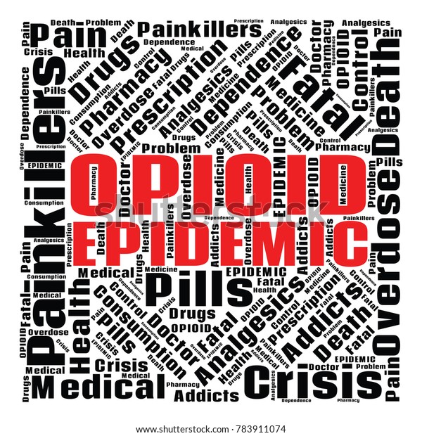 Opioid Crisis Word Cloud Collage Opioid Stok Vektör (Telifsiz ...