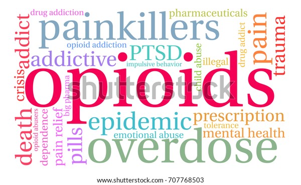 Opioids Word Cloud On White Background Stock Vector (Royalty Free ...