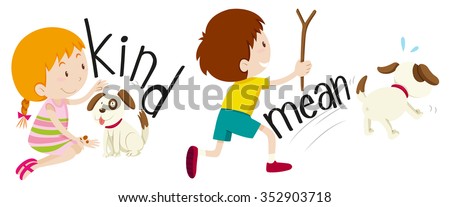 Opposite Adjective Kind Mean Illustration 스톡 벡터(사용료 없음) 352903718 ...