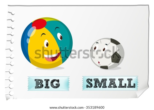 Opposite Adjectives Big Small Illustration 库存矢量图（免版税）353189600 ...