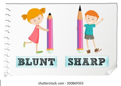 Opposite Adjectives Blunt Sharp Illustration: เวกเตอร์สต็อก (ปลอดค่า ...