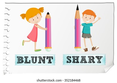 Opposite Adjectives Blunt Sharp Illustration Stock Vector (Royalty Free ...