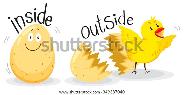 Opposite Adjectives Inside Outside Illustration Stock Vector (Royalty ...