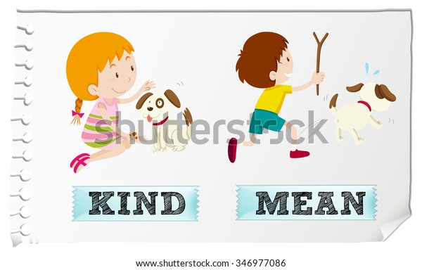 Opposite Adjectives Kind Mean Illustration: Vector có sẵn (miễn phí bản ...