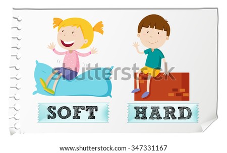 Opposite Adjectives Soft Hard Illustration Stock Vector (Royalty Free ...