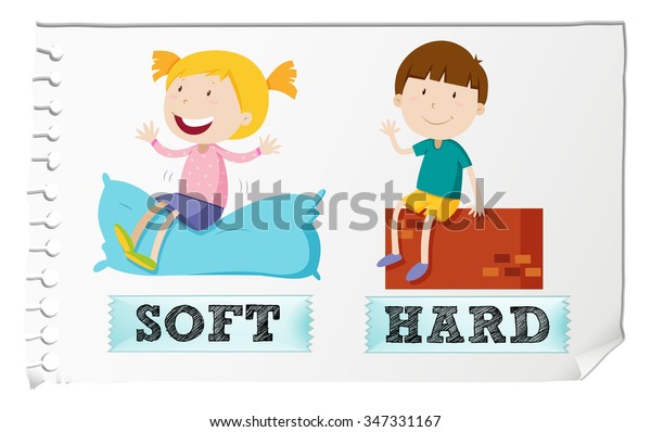 Opposite Adjectives Soft Hard Illustration: เวกเตอร์สต็อก (ปลอดค่า ...
