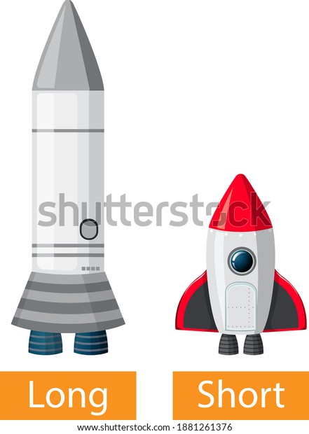 Opposite Adjectives Words Long Short Illustration Stock Vector (Royalty ...