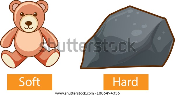 Opposite Adjectives Words Soft Hard Illustration 库存矢量图（免版税）1886494336 ...