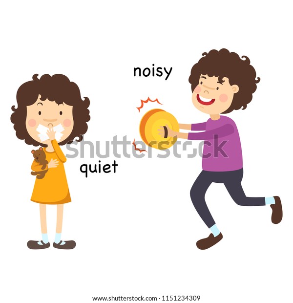 Opposite Quiet Noisy Vector Illustration 스톡 벡터(로열티 프리) 1151234309 ...