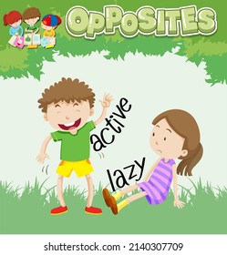 Opposite Words Active Lazy Illustration Stock Vector (Royalty Free ...