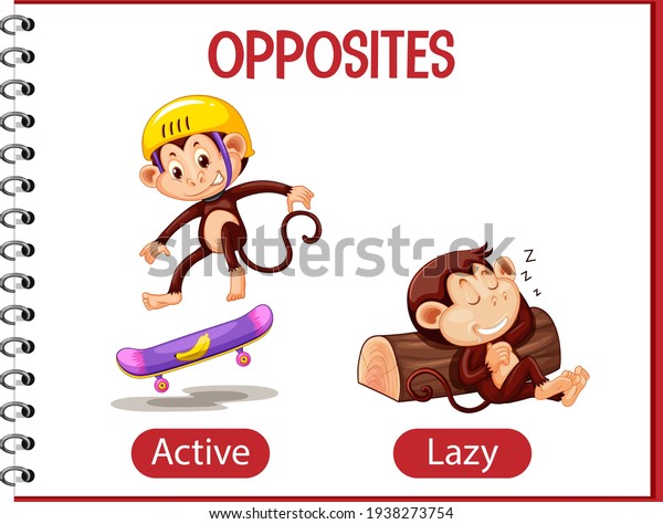 Opposite Words Active Lazy Illustration Stock Vector (Royalty Free ...