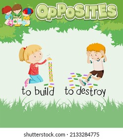 Opposite Words Build Destroy Illustration Stock Vector (Royalty Free ...
