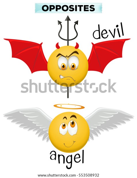 Opposite Words Devil Angel Illustration Stock Vector (Royalty Free ...