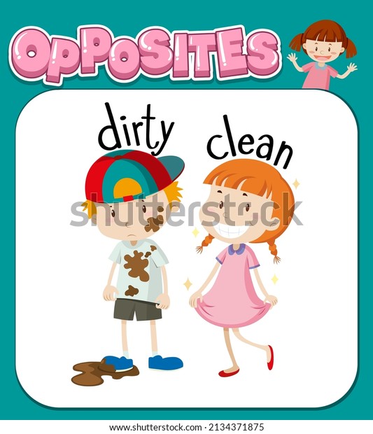 Opposite Words Dirty Clean Illustration Stock Vector (Royalty Free ...