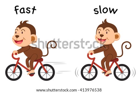 Opposite Words Fast Slow Vector Illustration Stock Vector (Royalty Free ...