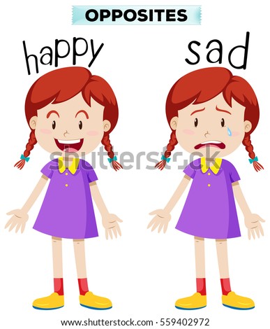Opposite Words Happy Sad Illustration arkivert vektor (royalty-fritt ...