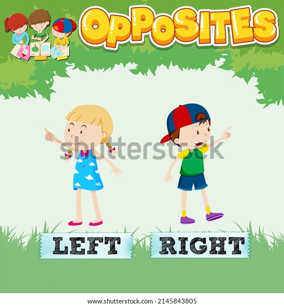 Opposite Words Left Right Illustration: เวกเตอร์สต็อก (ปลอดค่าลิขสิทธิ์ ...