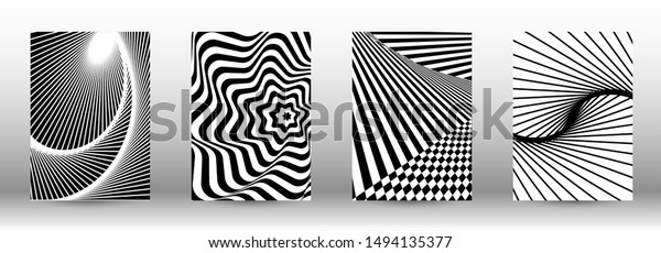 Optical Contrast Set Abstract Patterns Distorted Stock Vector (Royalty ...