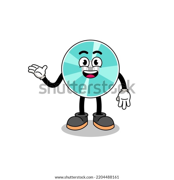 Optical Disc Cartoon Welcome Pose Character Stock Vector (Royalty Free ...