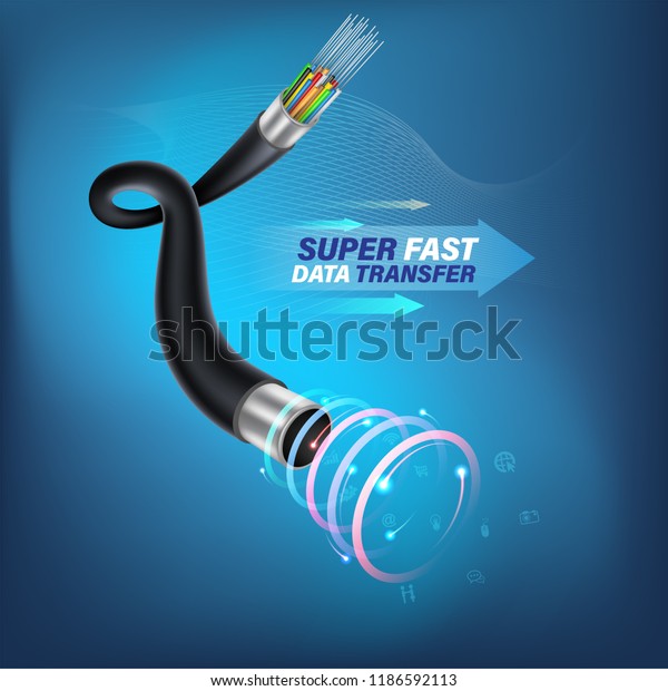 Optical Fiber Cable Communication Technology Connecting Stock Vector ...