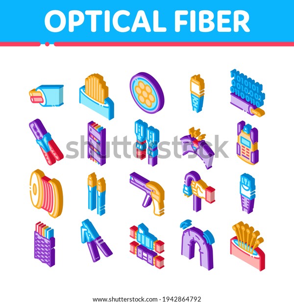 Optical Fiber Cable Icons Set Vector Stock Vector (Royalty Free ...
