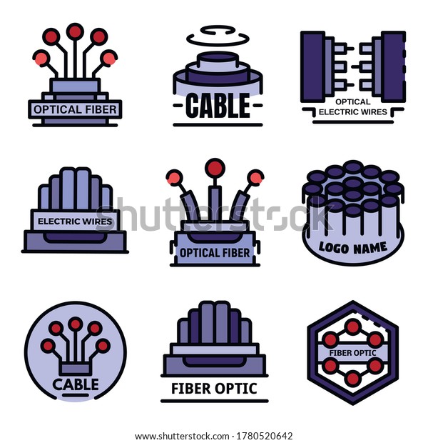 Optical Fiber Logo Set Outline Set Stock Vector (Royalty Free ...