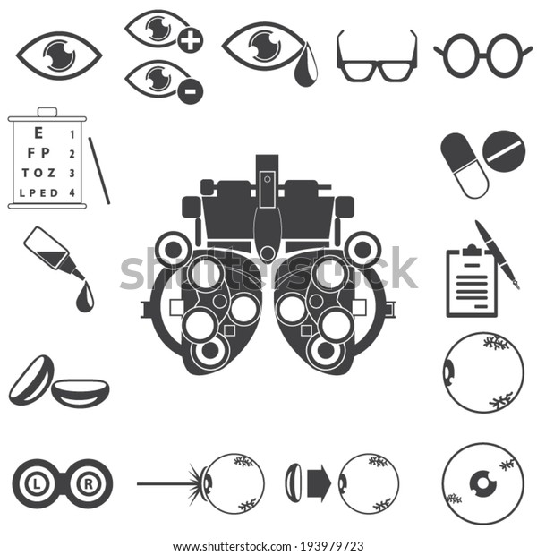 Optical Icons Ophthalmology Icons Set Vector: เวกเตอร์สต็อก (ปลอดค่า ...