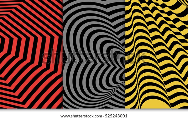 Optical Illusion Pattern Set Distorsion Line Stock Vector (Royalty Free ...