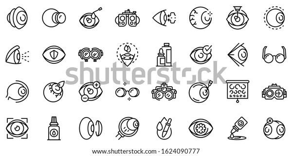 Optician Icons Set Outline Set Optician 스톡 벡터(로열티 프리) 1624090777