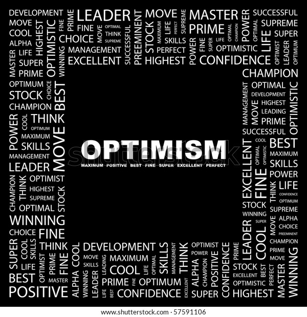 Optimism Word Collage On Black Background Stock Vector (Royalty Free ...