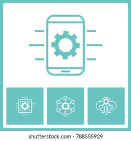 Hybrid App Icon Technology Outline Collection Stock Vector (Royalty ...