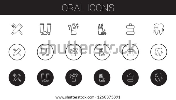 Oral Icons Set Collection Oral Toothpaste Stock Vector (Royalty Free ...