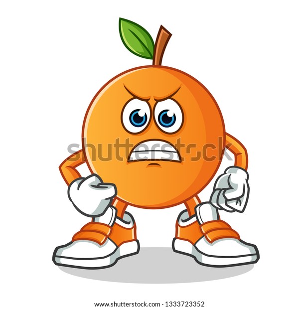 Vektor Stok Orange Angry Mascot Vector Cartoon Illustration (Tanpa ...