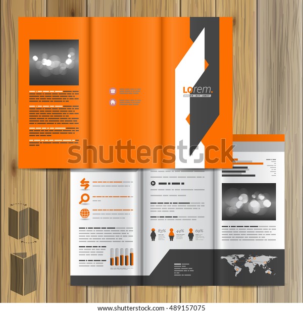 Orange Brochure Template Design White Gray 스톡 벡터(로열티 프리) 489157075