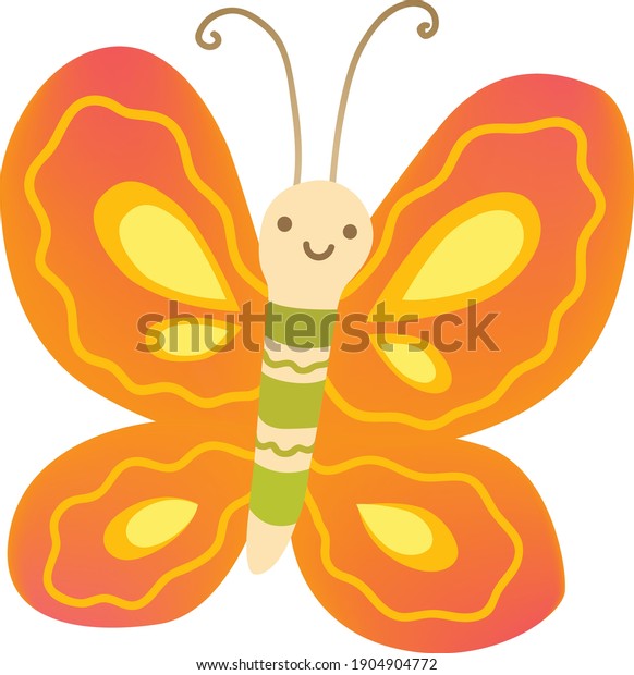 Orange Butterfly Vector Butterfly Cartoon Clipart Stock Vector (Royalty ...