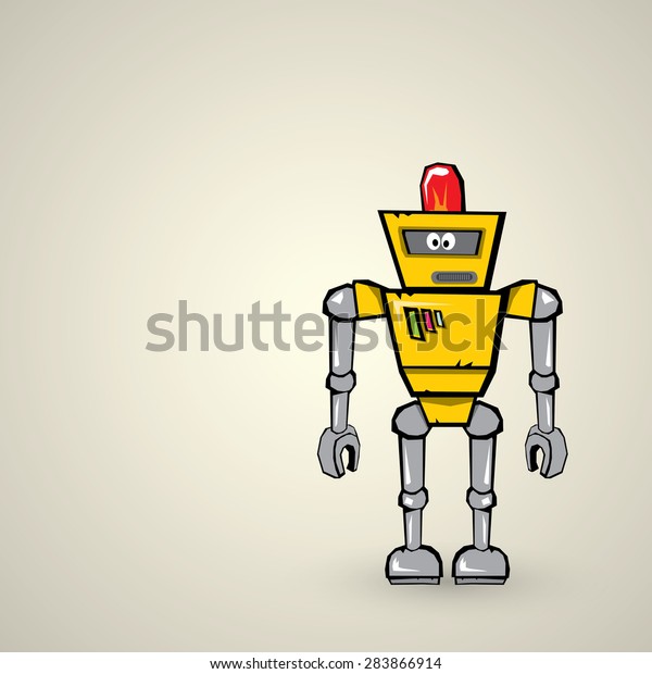 Orange Cartoon Robot Isolated On White Stock Vector (Royalty Free ...