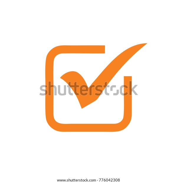 Orange Check Mark Box Symbol: vector de stock (libre de regalías ...