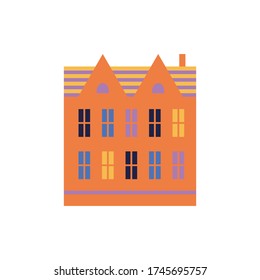 Orange Color House Flat Style Two Stock Vector (Royalty Free ...