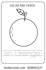 Orange Coloring Tracing Printable Child Page Stock Vector (Royalty Free ...