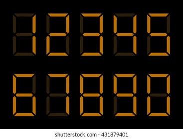 Orange Digital Numbers Led Lumbers Timer Stock Vector (Royalty Free ...