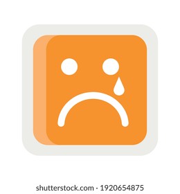 Orange Emoji Square Crying Face Icon Stock Vector (Royalty Free ...