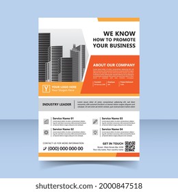 Orange Flyer Design Template Promote Business Stock Vector (Royalty ...