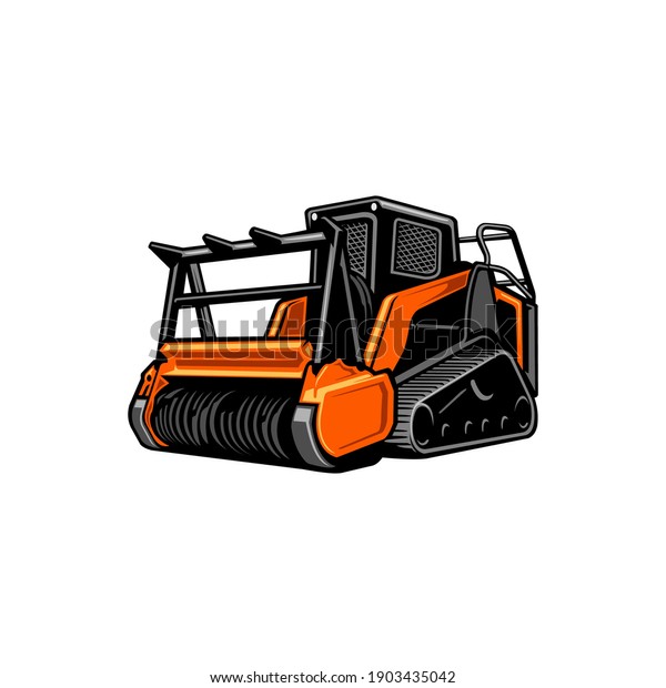 Orange Forestry Mulching Machine Illustration Vector Stock Vector ...