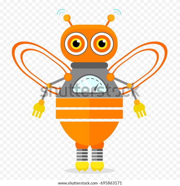 Orange Friendly Cartoon Bee Robot Character Stock Vector (Royalty Free ...
