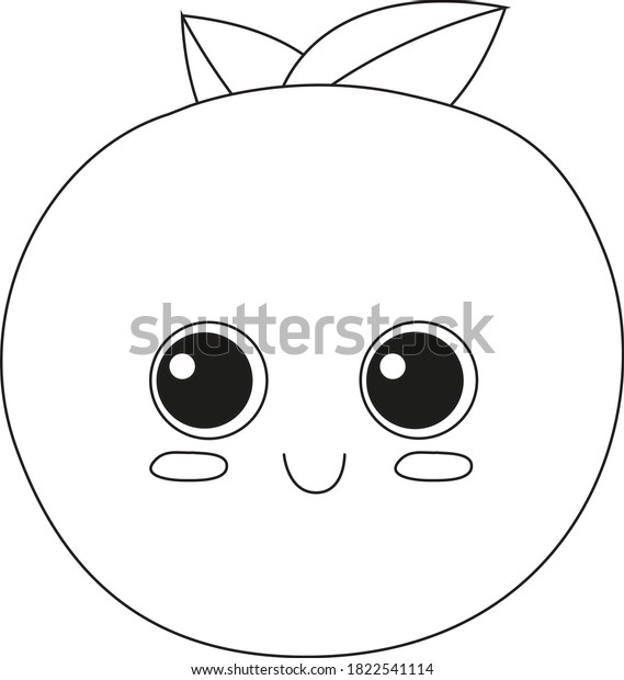 Orange Fruit Happy Face Coloring Page Stock Vector (Royalty Free ...