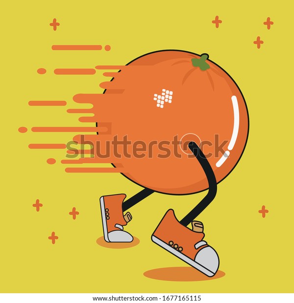 Orange Fruit Running Cartoon Character Vector Stock Vector (Royalty ...