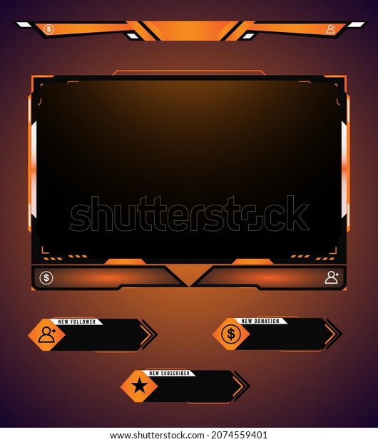 Orange Gaming Stream Overlay Facecam Alert Stock Vector (Royalty Free ...